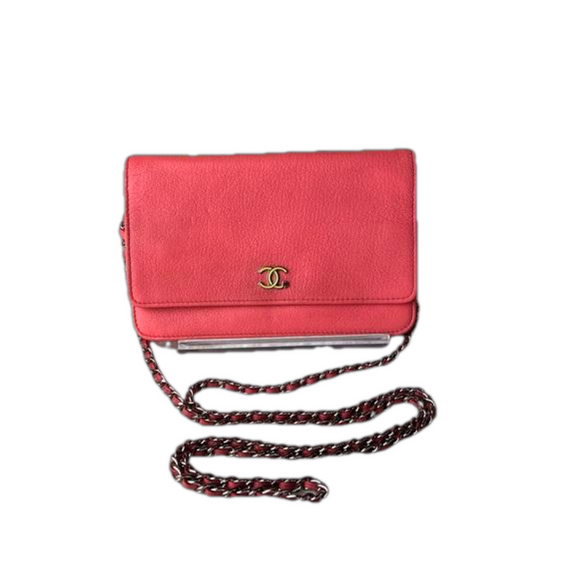 CHANEL | Bags | Authentic Chanel Pink Wallet On Chain Goatskin W Solver ...